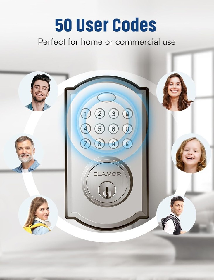 Keyless Entry Door Lock with 2 Lever Handles, Auto Lock, 50 User Codes ...