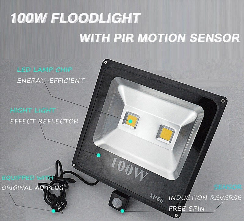 2X 100W Motion Sensor Floodlight Landscape Light AU Plug Garden Garage ...