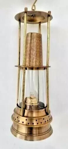 12"Antique Nautical Vintage Brass Minors Oil Lamp Maritime Ship Lantern ...