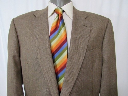 Hickey Freeman Collection Sz 46L Brown Wool Sport Coat Birdseye pattern ...