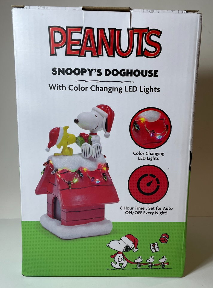 Peanuts Snoopy's Doghouse Color Changing LED Lights Christmas w/ Timer ...