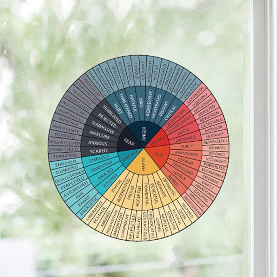 Feelings Wheel Chart Stickers - Vinyl Emotion Pie Chart Decals - Self ...