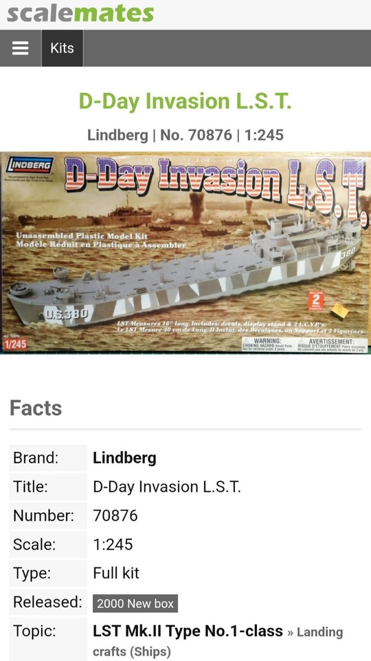 Lindberg D-Day Invasion L.S.T., Mk.II Type1-Class LST 1:200 Scale Kit ...