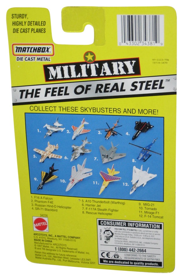 Matchbox Military (1997) F-117A Stealth Fighter Die Cast Metal USAF Toy ...