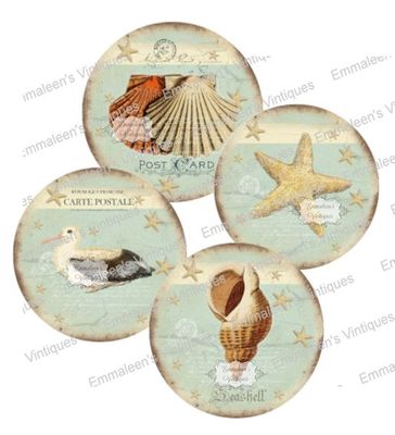 Vintage Image Grunge Beach Seashore Shells Labels Waterslide Decal ...