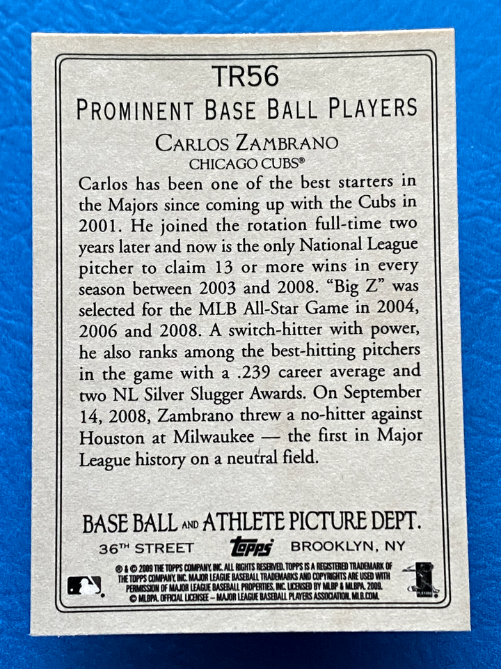 2009 Topps Turkey Red Carlos Zambrano #TR56 | eBay
