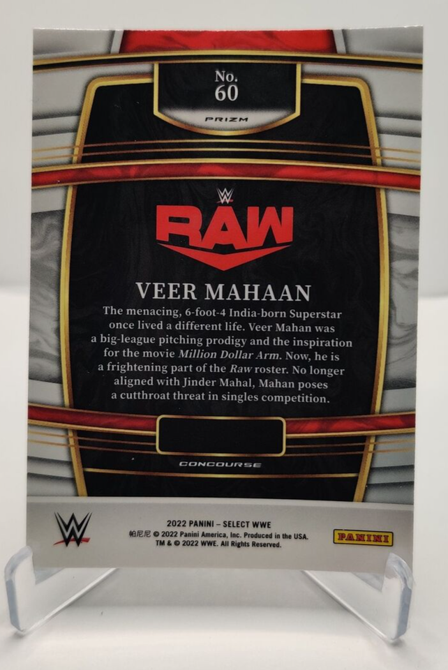 2022 PANINI SELECT WWE Red Blue Silver Prizm #60 VEER MAHAAN Rookie RC ...