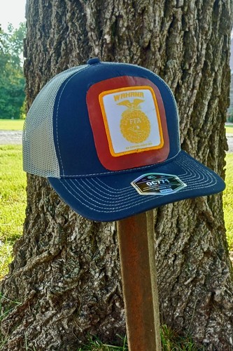 NEW! FFA Hat With Leather Patch Vented Mesh Back Navy Blue and Brown | eBay