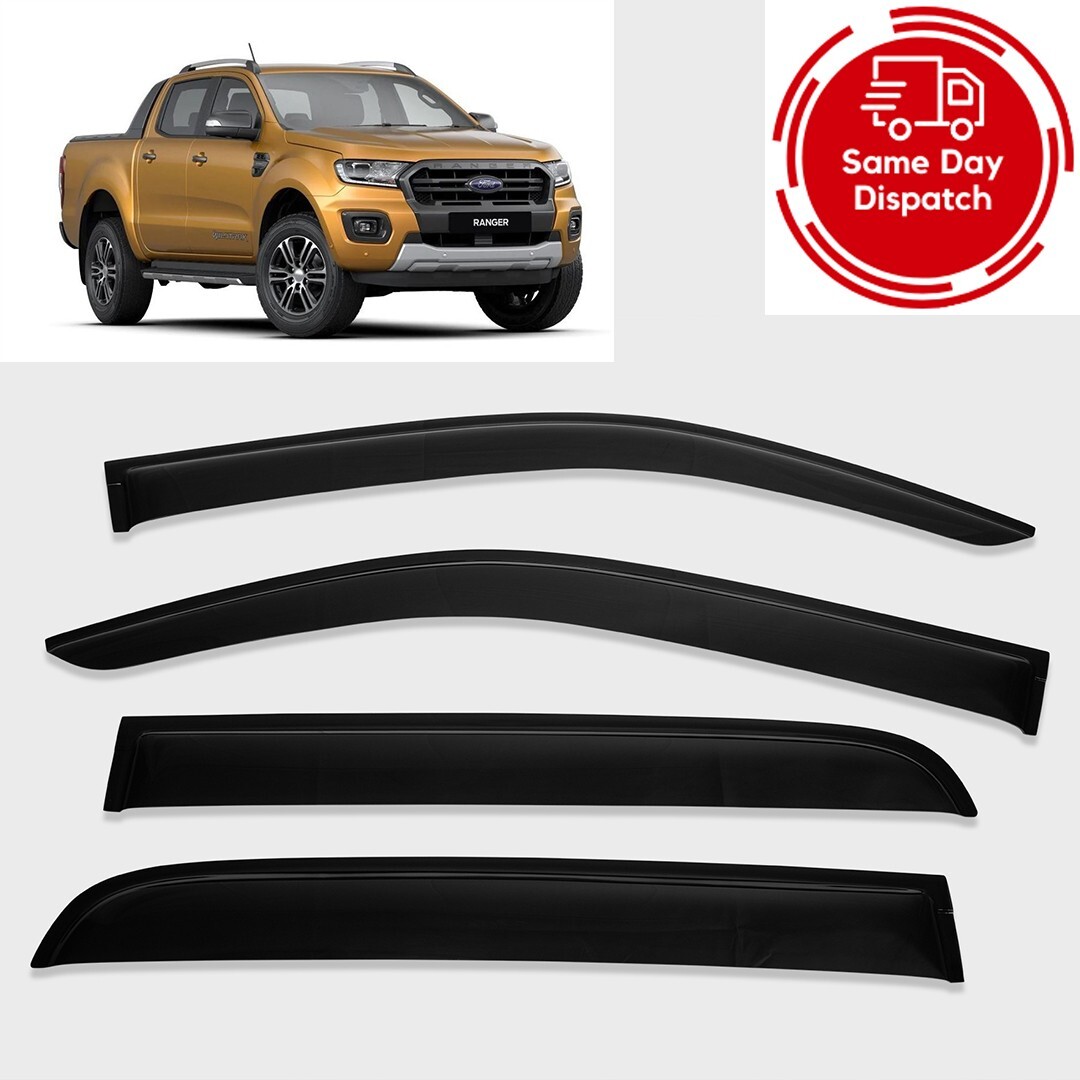 Black weathershields wind sun deflectors to suit ford ranger raptor px3 ...