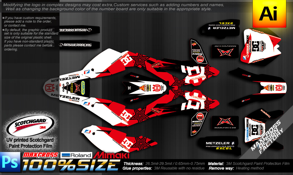 MAXCROSS GRAPHICS DECALS FULL KIT FOR HUSAQVANA TE TC SMR CR 2008 ...