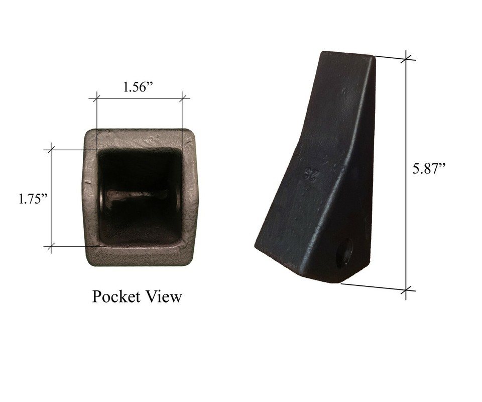 5 Backhoe, Excavator Bucket Shanks Fits 3/4" Lip, Dirt Teeth & Pins ...