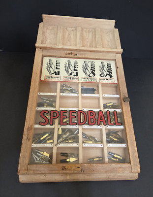 Vintage Speedball Calligraphy Pen Store Display Box w/116 Nibs. New Old ...