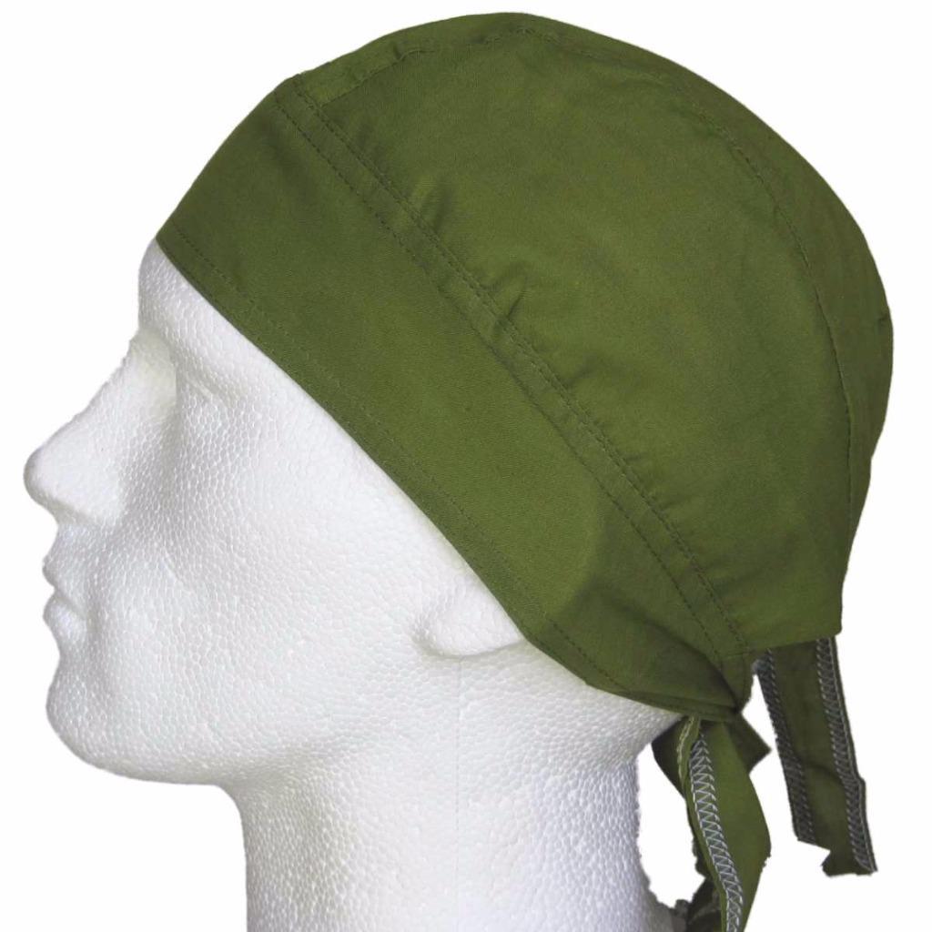 Fitted Bandana Plain Olive Green Do Durag Black Cap Head Wrap Sun Hat ...