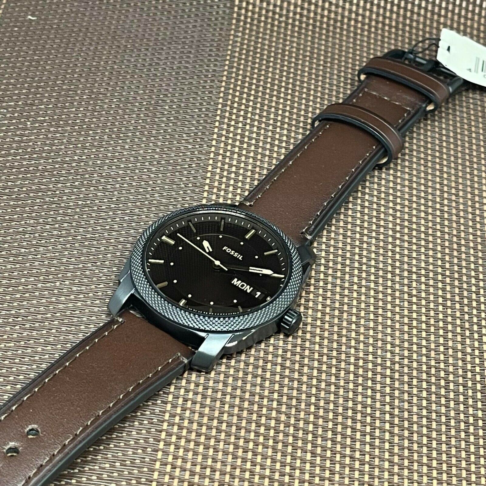 Fossil FS5901 Machine Three-Hand Date Brown Leather Black Analog Men's ...