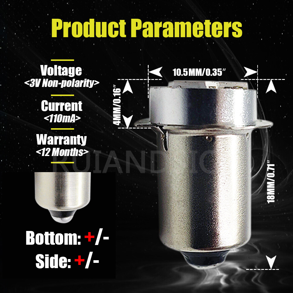 4pcs P13.5S PR2 3030 3 SMD LED TORCH FLASHLIGHT LAMP BULB GLOBE 3V ...