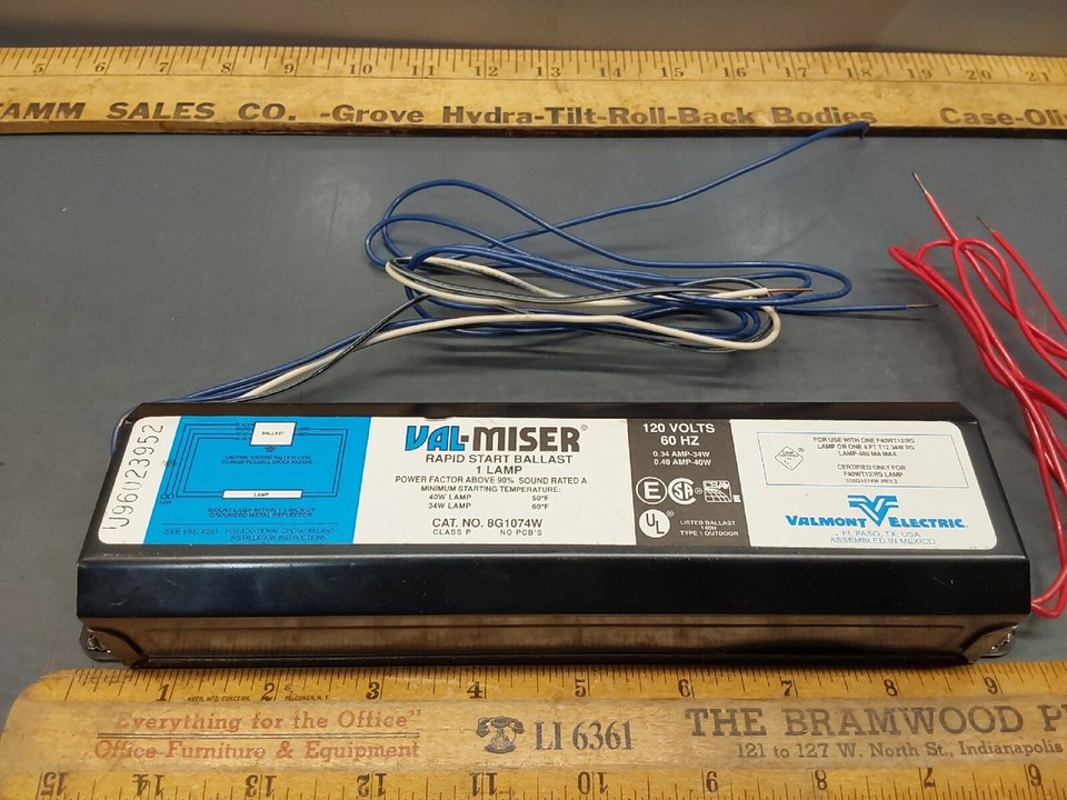 NPS GE Valmont 8G1074W Val-Miser Fluorescent Light Ballast For 1-Bulb ...