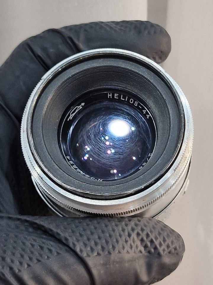 LENS KMZ SILVER HELIOS 44 2/58 f/2 Soviet M39 8 blades USSR | eBay