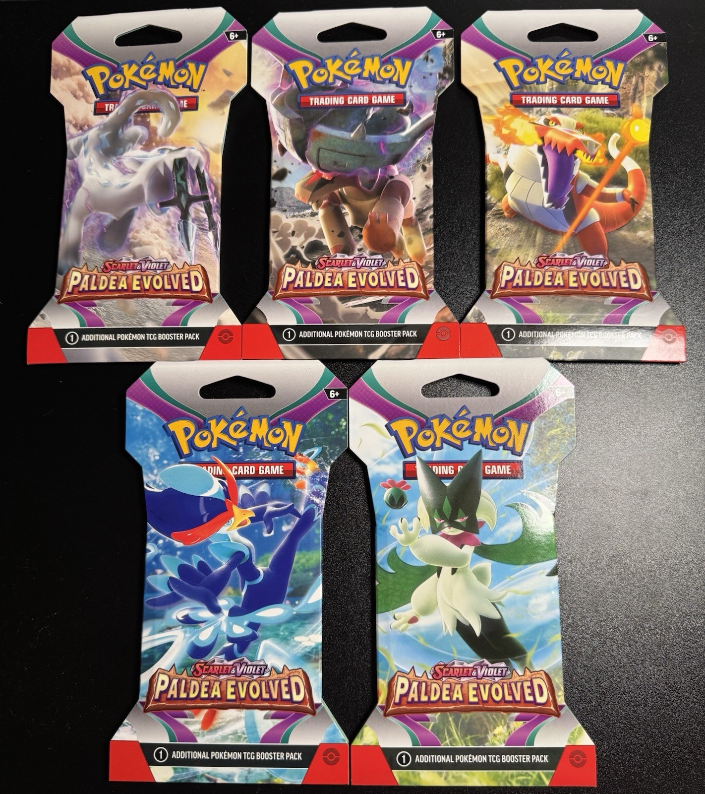 Pokémon: Paldea Evolved - Sleeved Booster Packs Full Art Set of 5 ...