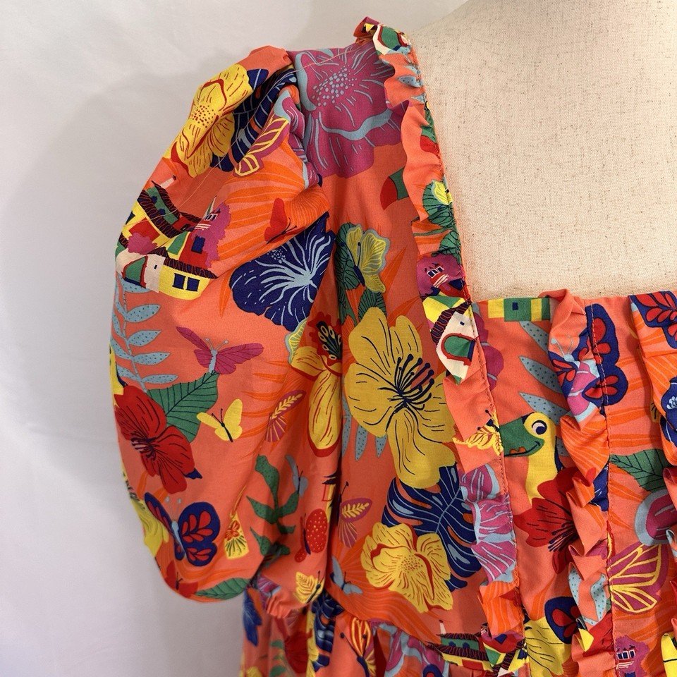 Disney Parks Dress Encanto Women's 1X Plus Floral Tiered Puff Sleeve ...