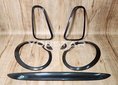 Set CARBON EFFECT FLUSH XENON Front Rear Lights Wash Trims for MINI R50 ...