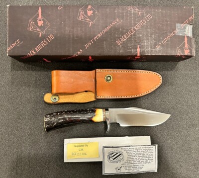 Vintage Blackjack Knives Stag Trailguide Knife with *STAG HANDLE* New ...