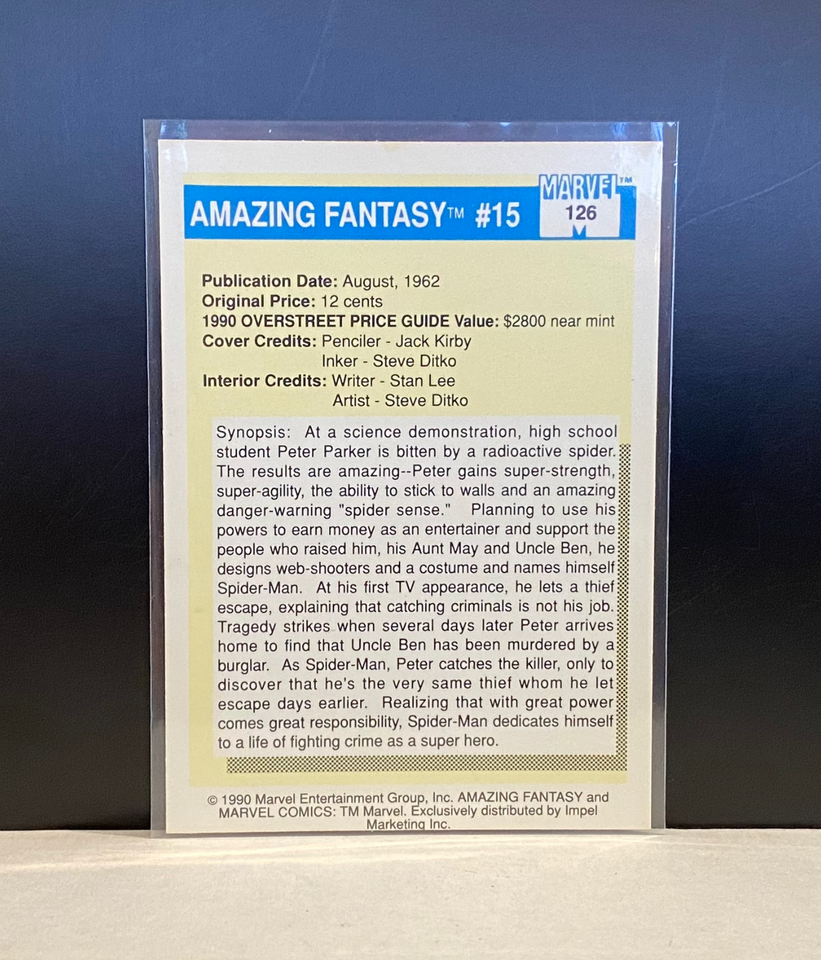 1990 Grail Marvel Universe Series 1 Key Amazing Fantasy 15 #126 | eBay