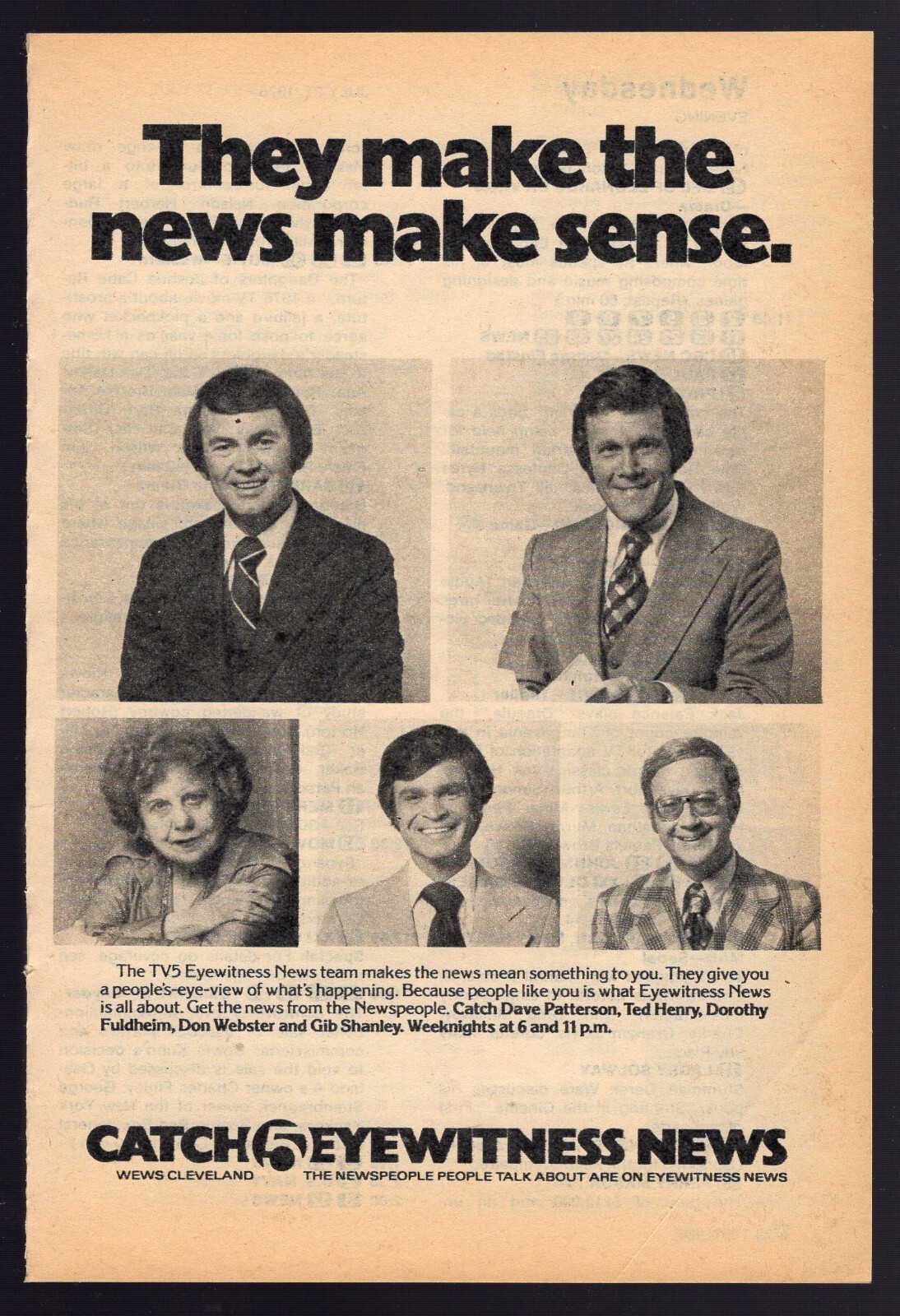 1976 WEWS TV NEWS AD GIB SHANLEY, DOROTHY FULDHEIM, TED HENRY & DON ...
