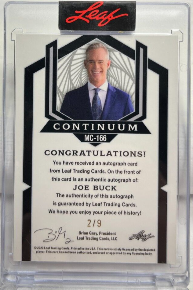 Joe Buck 2023 Leaf Continuum Autograph Auto #'d 2/9 - FOX / ESPN NFL ...