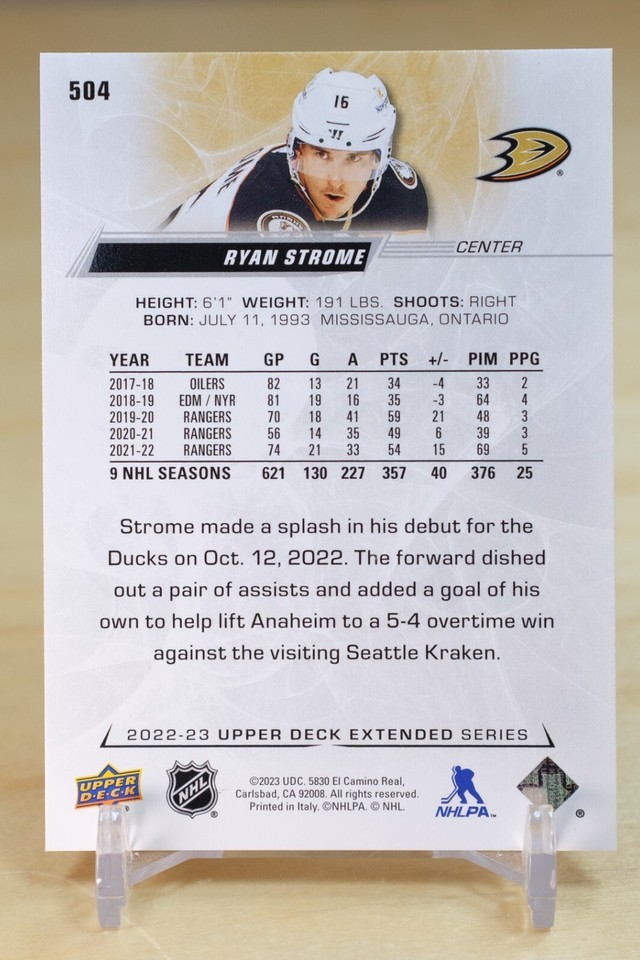 2022-23 Upper Deck Ext Base #504 Ryan Strome - Anaheim Ducks | eBay