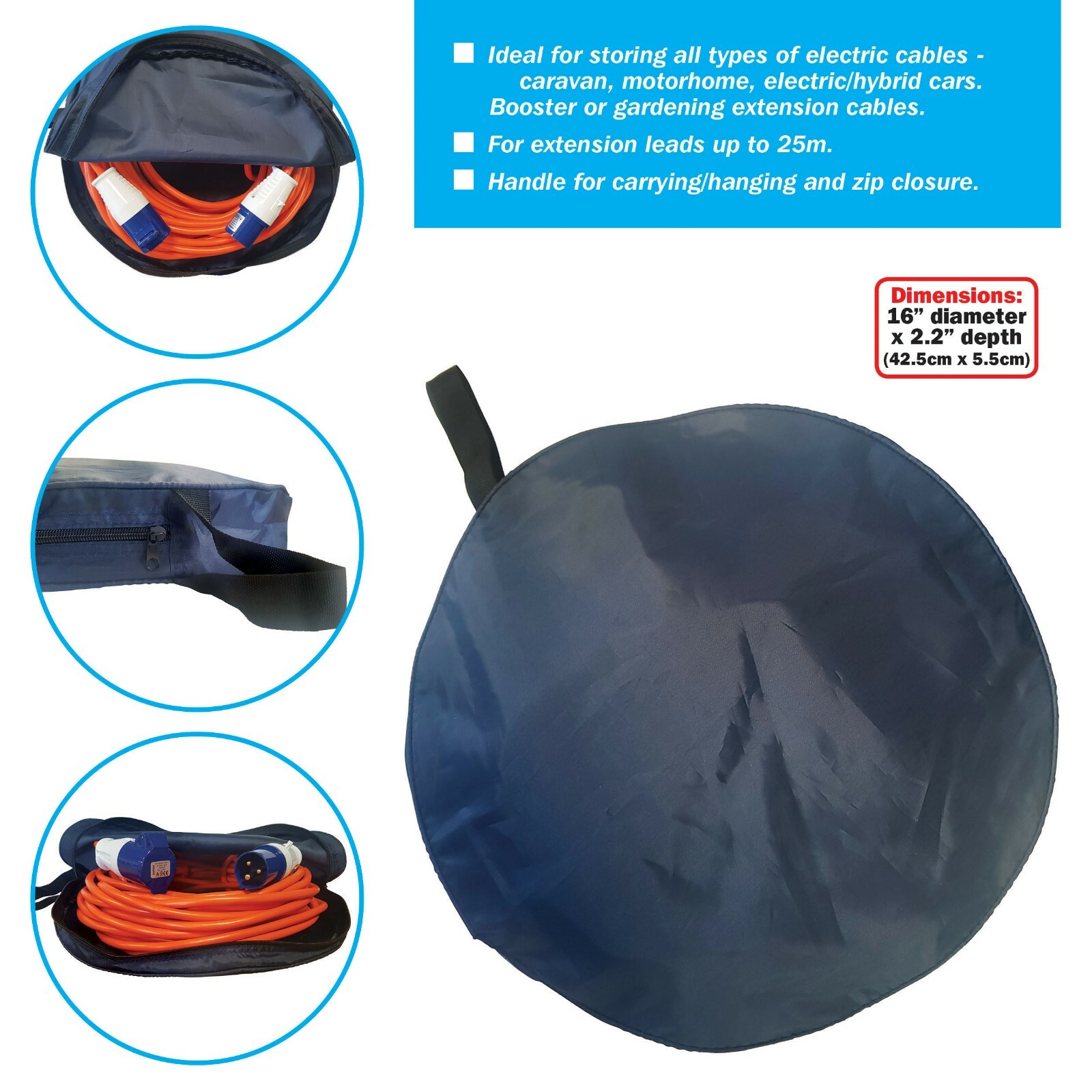 Mains Hook-up Cable Storage Bag Caravan Motorhome Boat Camper EHU Hose ...