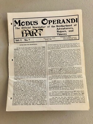 Gamelords Modus Operandi Official Newsletter #4 Thieves Guild 1983 BART ...