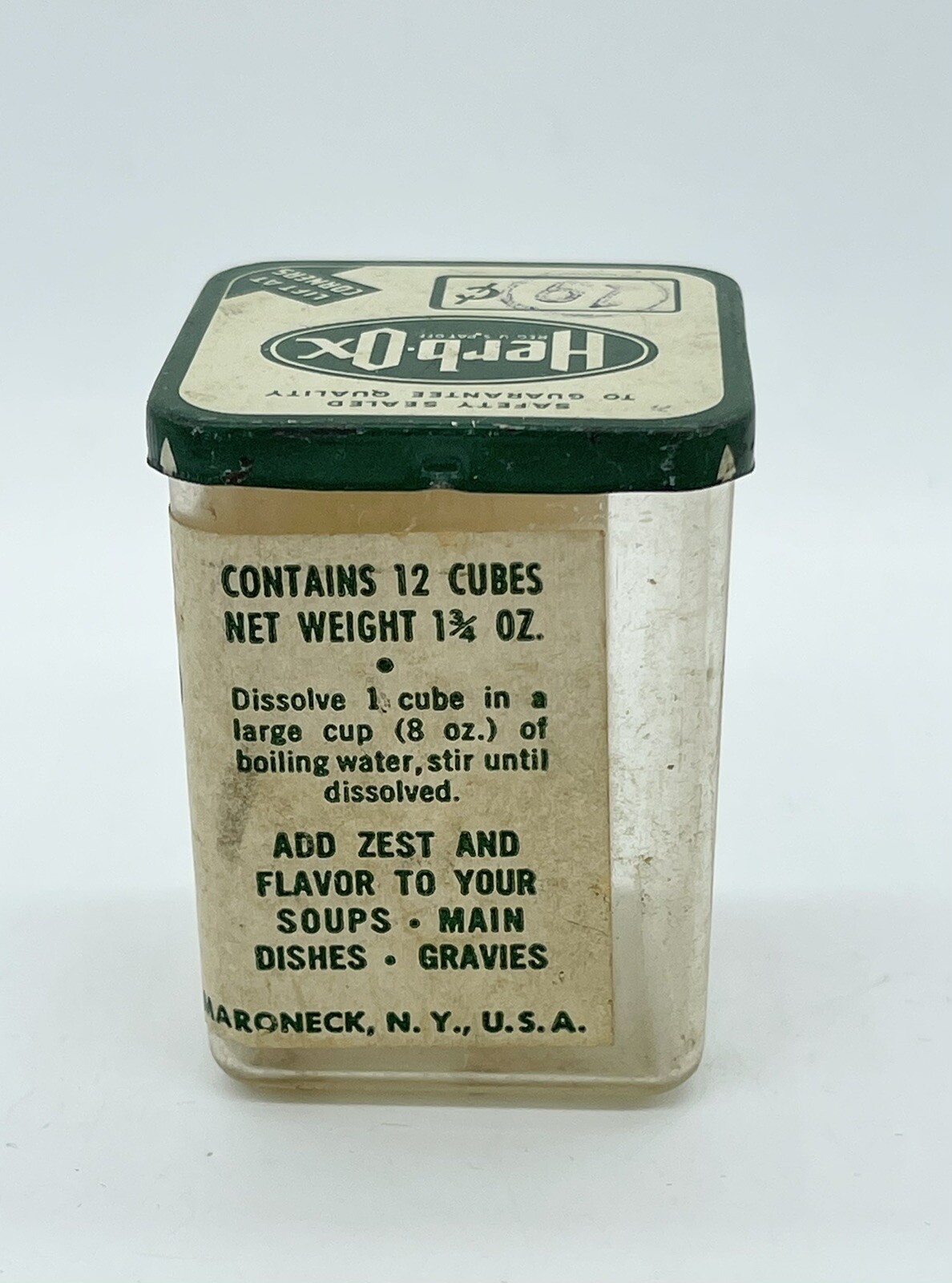 Vintage Herb-Ox Chicken Bouillon Cube 19¢ Plastic Container Box & Lid ...