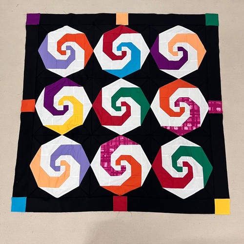 Marble Snail's Trail Swirls Baby Quilt Top 47x47" Pieced~ BABY/BED/Wall ...