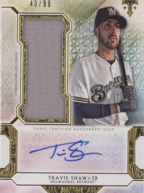 2018 Topps Triple Threads - Autograph Single Jumbo Relics Travis Shaw # ...