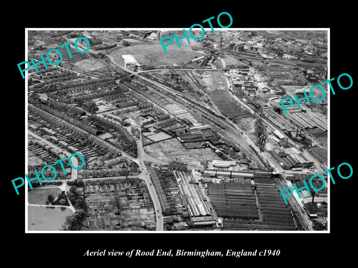 OLD 8x6 HISTORIC PHOTO AERIAL VIEW OF ROOD END BIRMINGHAM ENGLAND c1940 ...