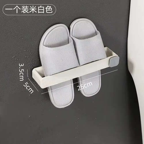 Bathroom Slipper Shelf No Punching Wall Mounted One Piece Shoe Rack ...