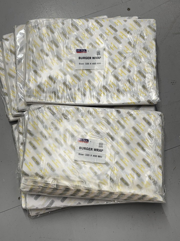 New & Sealed My Pak Packaging 320MM x 450MM Takeaway Burger Wraps 2KG ...