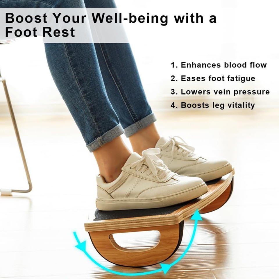Ergonomic Wood Foot Rest for Enhanced Circulation & Comfort, 350lbs ...