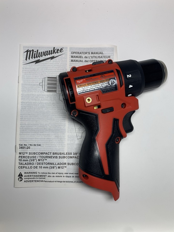 Milwaukee 3401-20 M12 12V 3/8" Subcompact Brushless Drill/Driver - Tool ...
