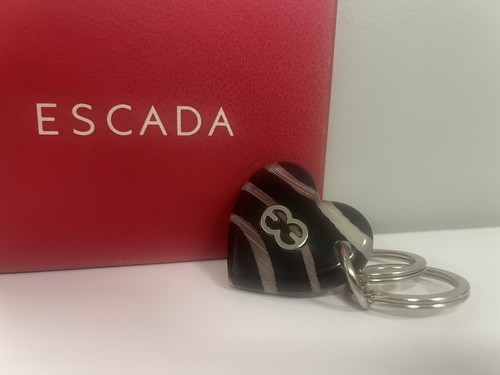 NEW! VINTAGE ESCADA E HEART DOUBLE RING ZEBRA PRINT RESIN KEY CHAIN ...