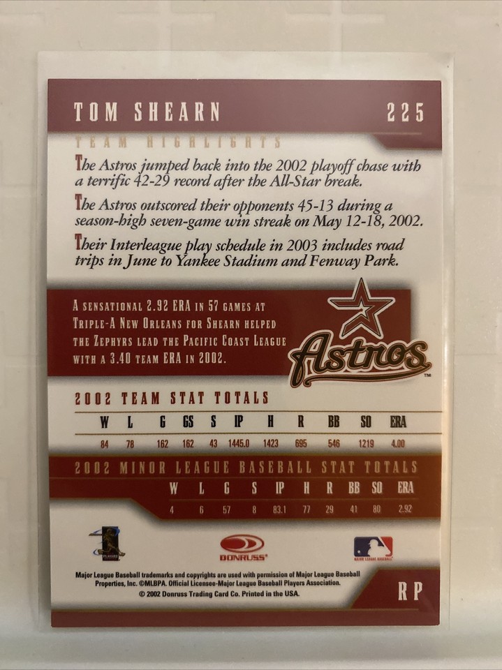 2003 Donruss Team Heroes Master Set #225 Tom Shearn #01/20 | eBay