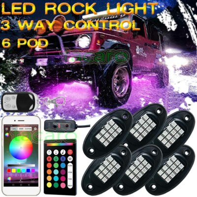 6X Pod RGB LED Rock Light Neon Glow For Off-Road Underglow Light Truck ...