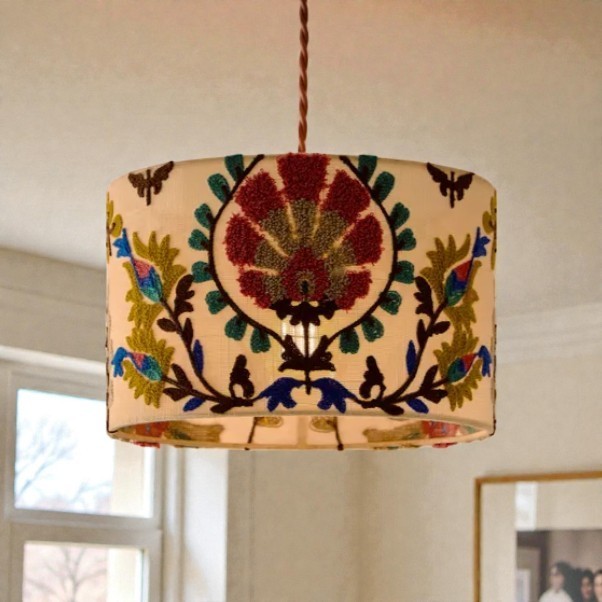 Kaleidoscope Embroidered Drum Lamp Shade Luxury Lighting Accessory Home ...