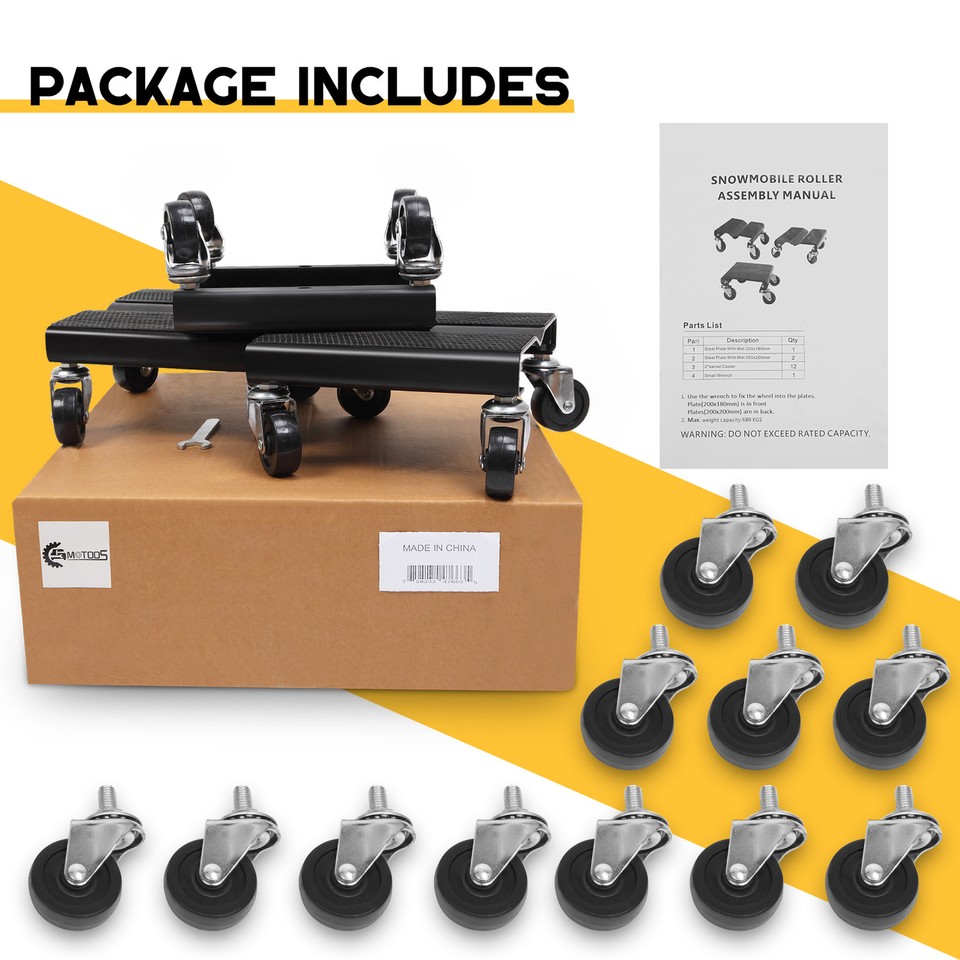 3PC X 1500LB Snowmobile Roller Dolly Set Snow Mobile Moving Storage ...