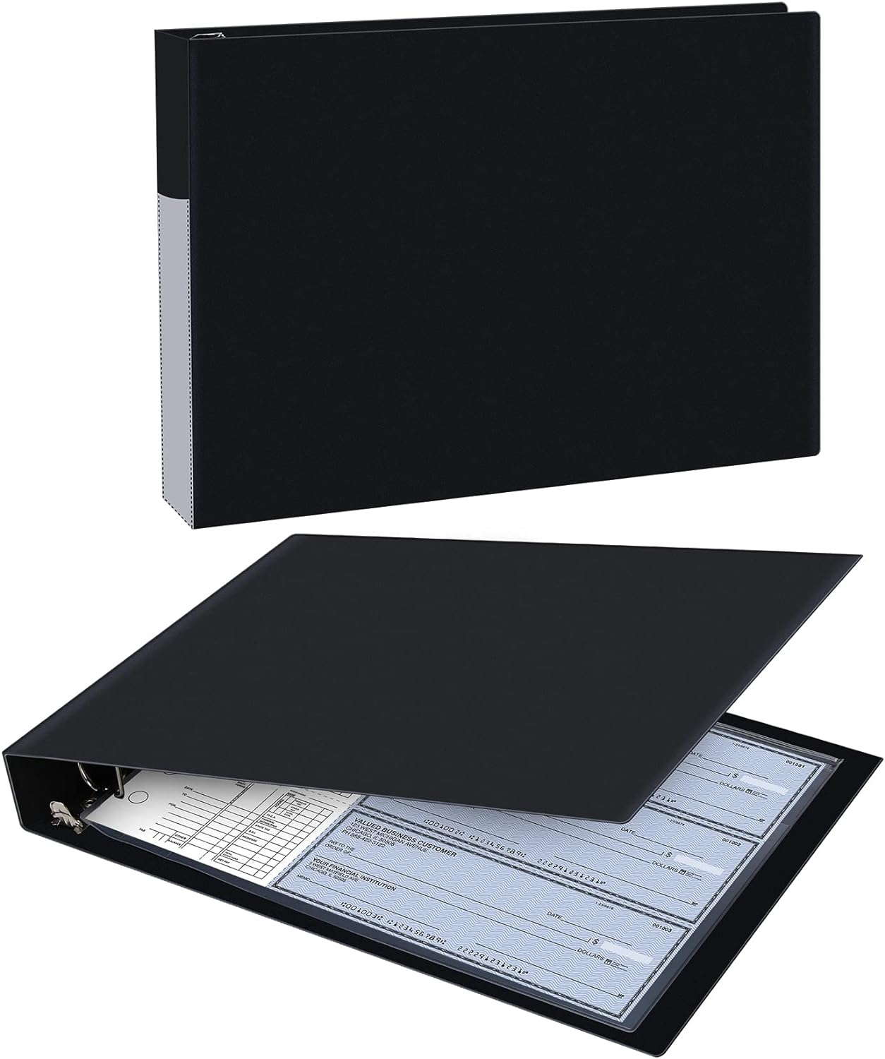 2 Pack, 7 Rings Business Check Book Binder with Zip Document Pouch ...