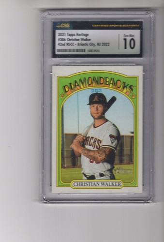 2018 NATIONAL PROMO PSA SLAB 2021 TOPPS HERITAGE CHRISTIAN WALKER CSG ...