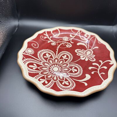 Pier 1 Imports Maribeth Red Floral Ceramic Luncheon Plate 8.5 ...