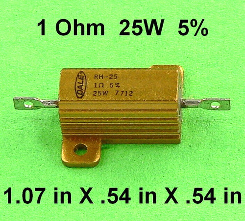 Dale 1 Ohm 25W 5% Wirewound Power Resistor w/Built-In Heat Sink Axial ...