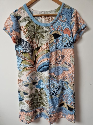 Orientique Naturally Linen Blend Tunic Floral Palm Tree Abstract Dress ...