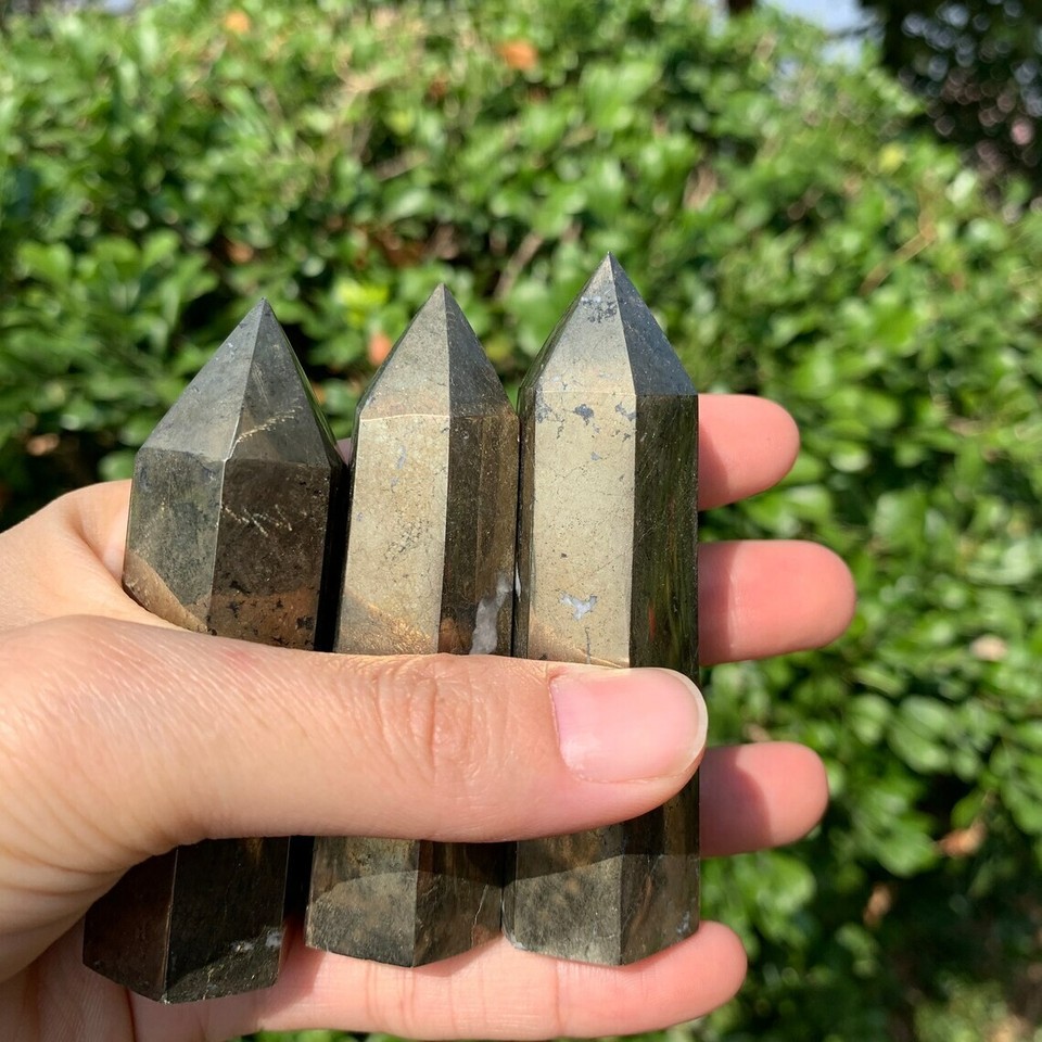 Natural Gray Pyrite Point Obelisk Crystal Tower Decoration Home ...